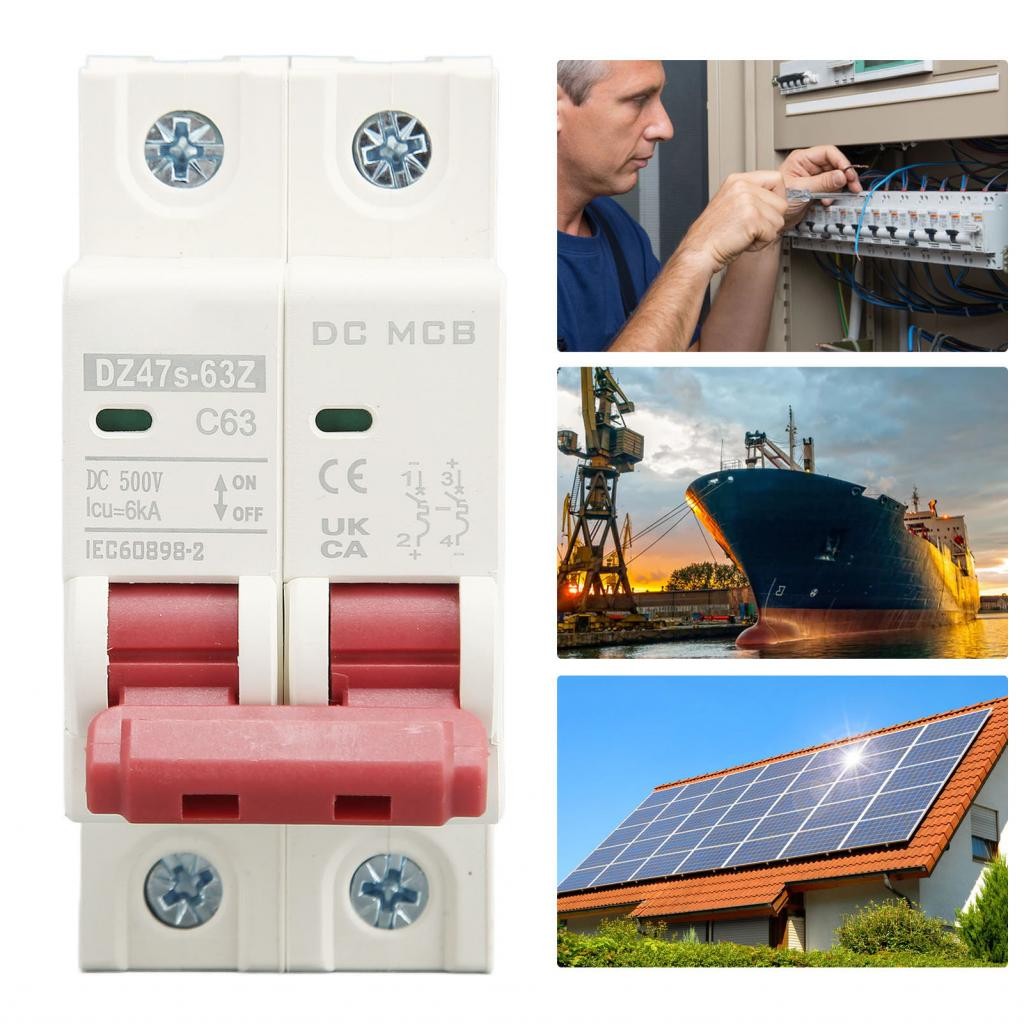 Supergoodsales DC Miniature Circuit Breaker 2P 63A DC500V 6000A Breaking Capacity For PV System ...