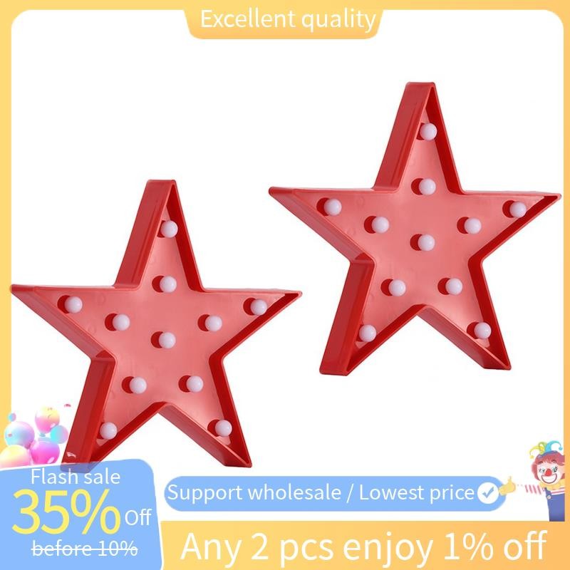 In stock-2 Pcs Star Plastic Night Lights Battery Operated LED Marquee Star Sign Star Shaped ...
