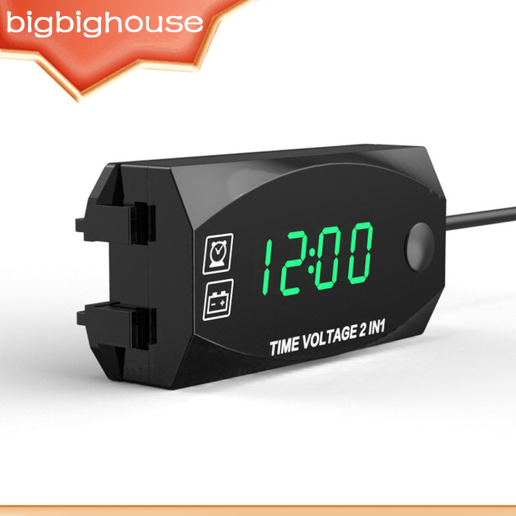2 in 1 Motorcycle Voltmeter LED 9-24V Motorbike Voltage Meter ...