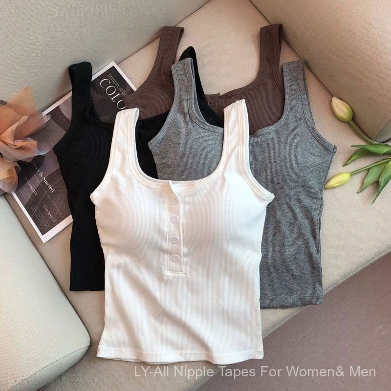 Cotton Sando Top for Women - Sleeveless Padded Camisole Slim Fit Double ...
