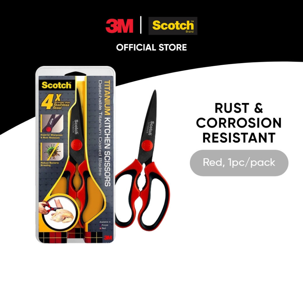 3M™ Scotch™ Titanium Kitchen Scissors, Detachable, 1 pc/pack, Red ...