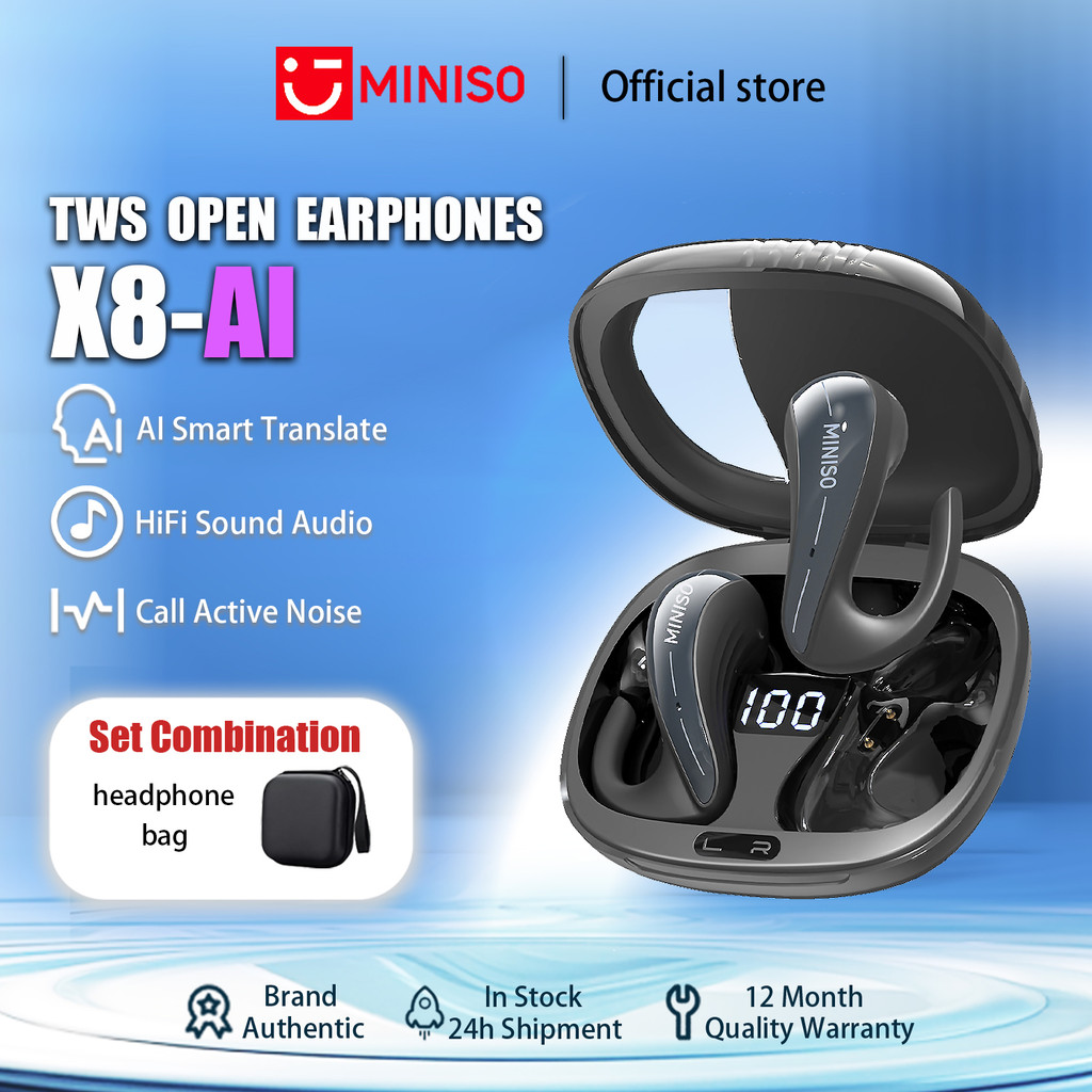 MINISO X8 Bluetooth Headset Wireless Headset Bass Boost Bluetooth 5.4 ...