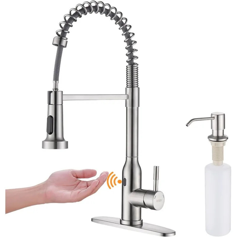 Touchless Kitchen Faucet, Smart Motion Sensor Hands Free Single Handle ...