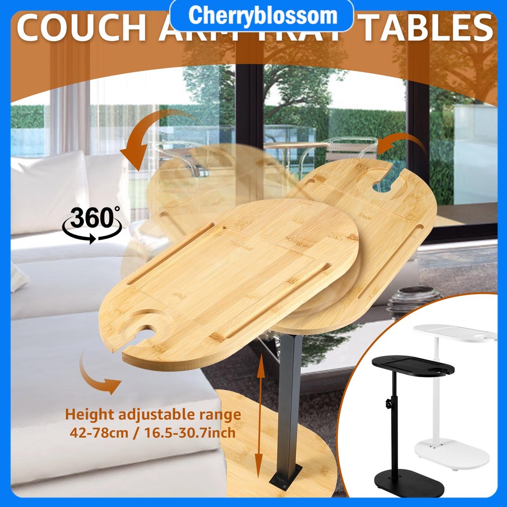 Couch Side Table 360° Rotating Sofa Side Table Height Adjustable End ...