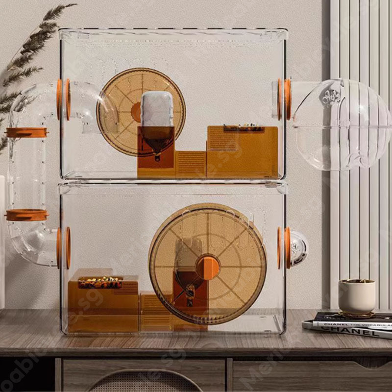 MER Hamster Cage Golden Bear Double-layer Villa Transparent Acrylic ...