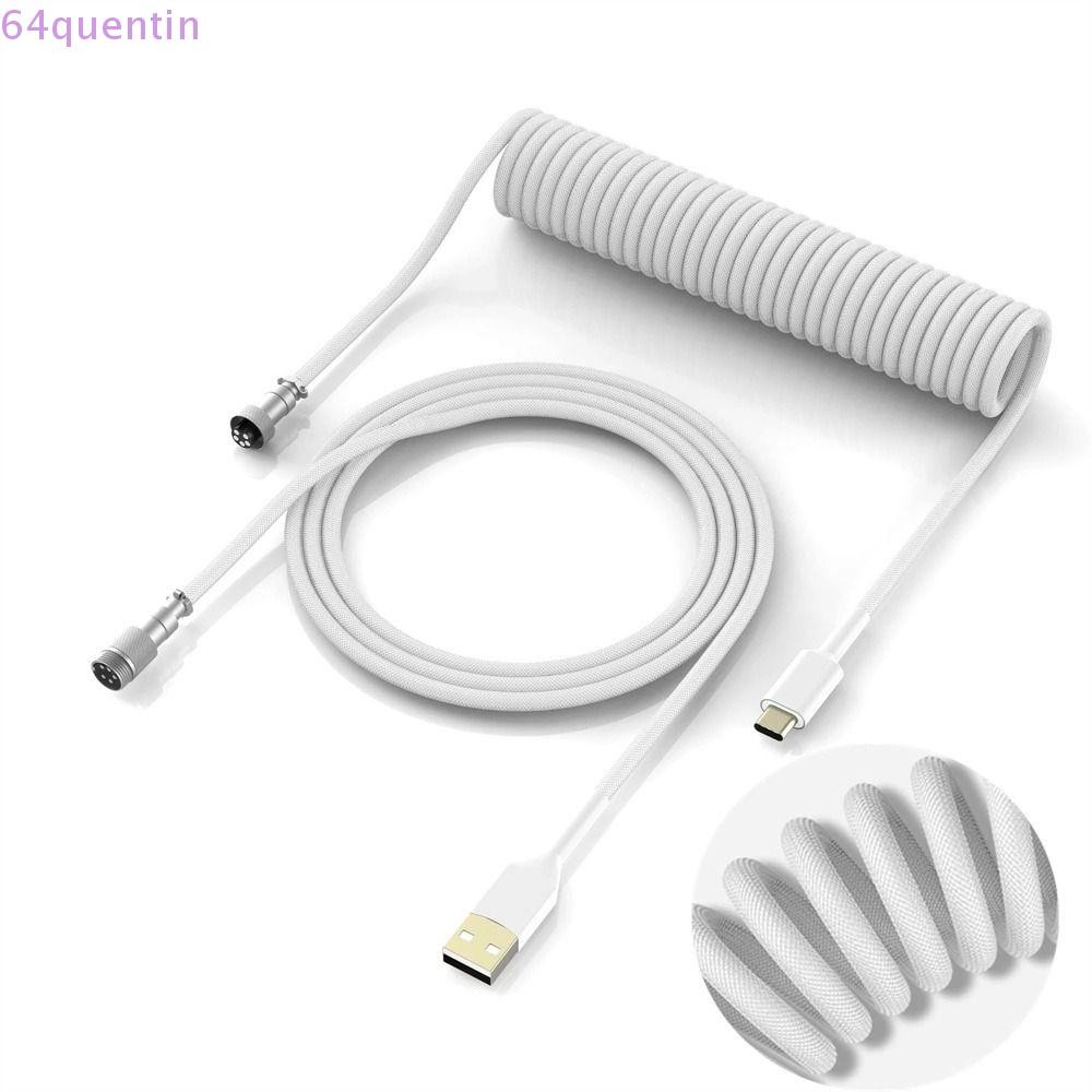 QUENTIN Keyboard Coiled Cable Computer 5 Cores Gaming Keyboard Braided ...