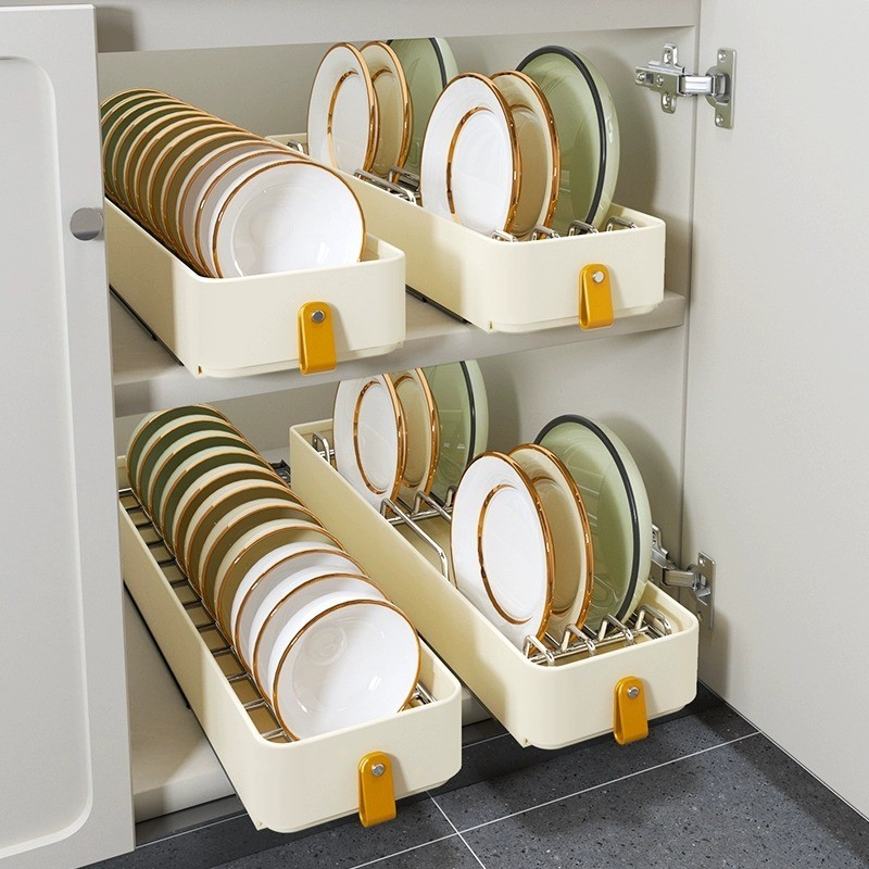 Punch-Free Kitchen Cabinet Gap Dish Draining Desktop Pull-out Basket ...
