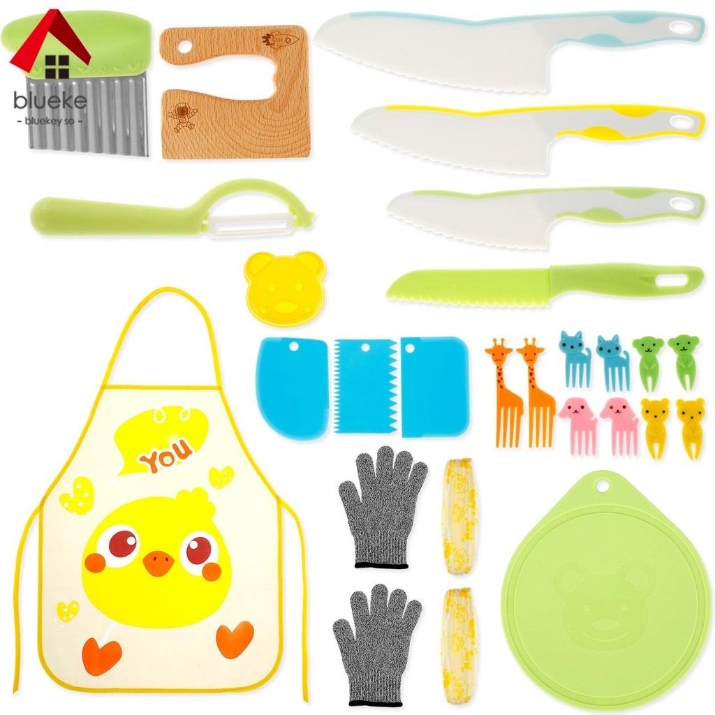 25Pcs Kids Cooking Set Safe Kids Kitchen Cutter Set Montessori Kitchen ...