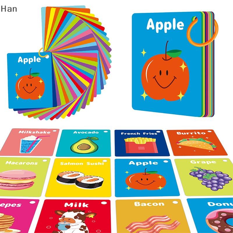 Han 50 PCS Toddler Flash Cards Baby Cognitive Flashcards For Kids ...