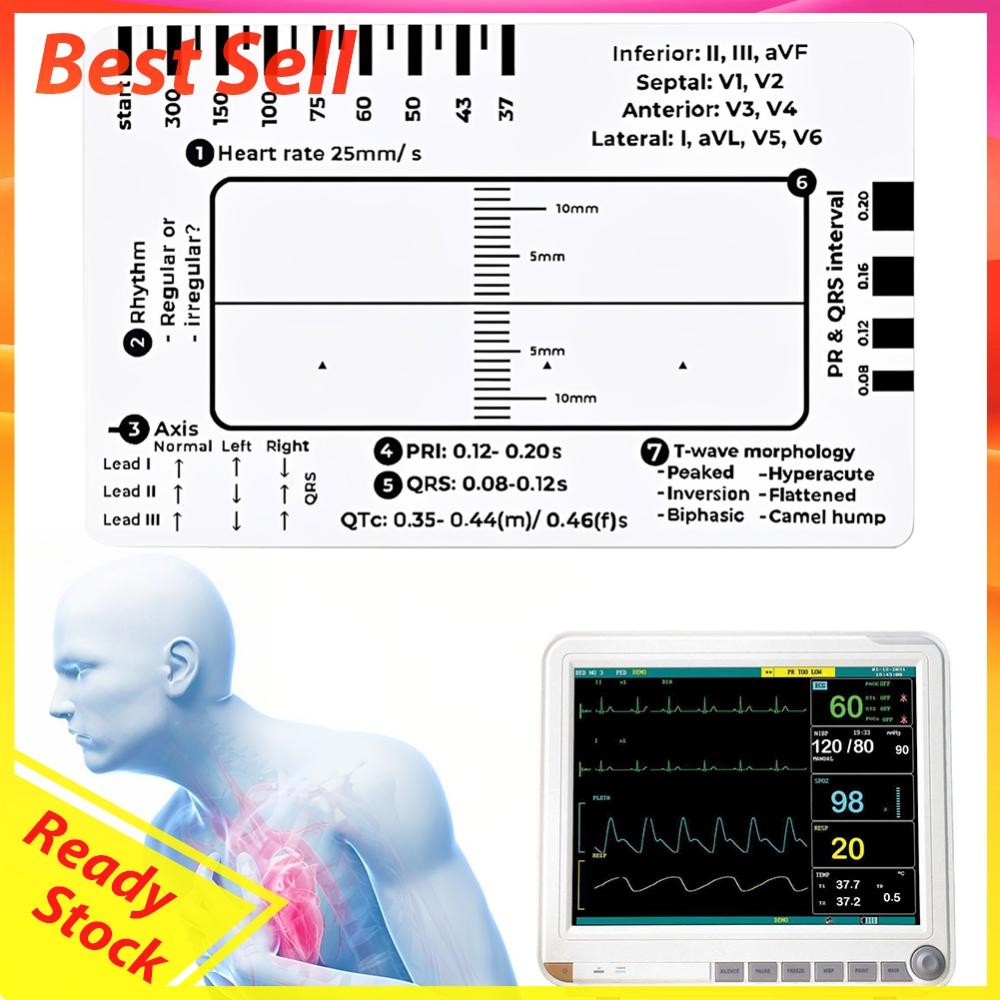 ECG 7 Step Ruler Portable ECG Measuring Card Reference Tool for ECG ...