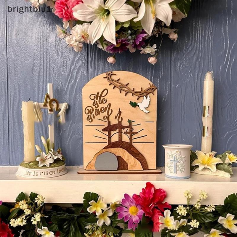 [Bgu] He Is Risen Decor Wooden Easter Resurrection Scene Empty Tomb ...