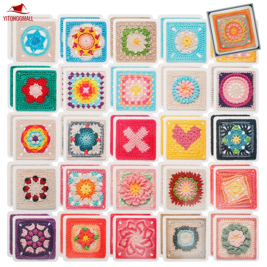 Granny Square Card Set Complete Crochet Card Deck DIY Crochet Blocks ...