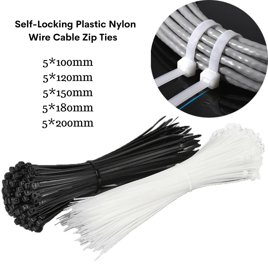 100pcs Nylon Cable Ties | High Toughness Self-Locking Wire Straps for ...