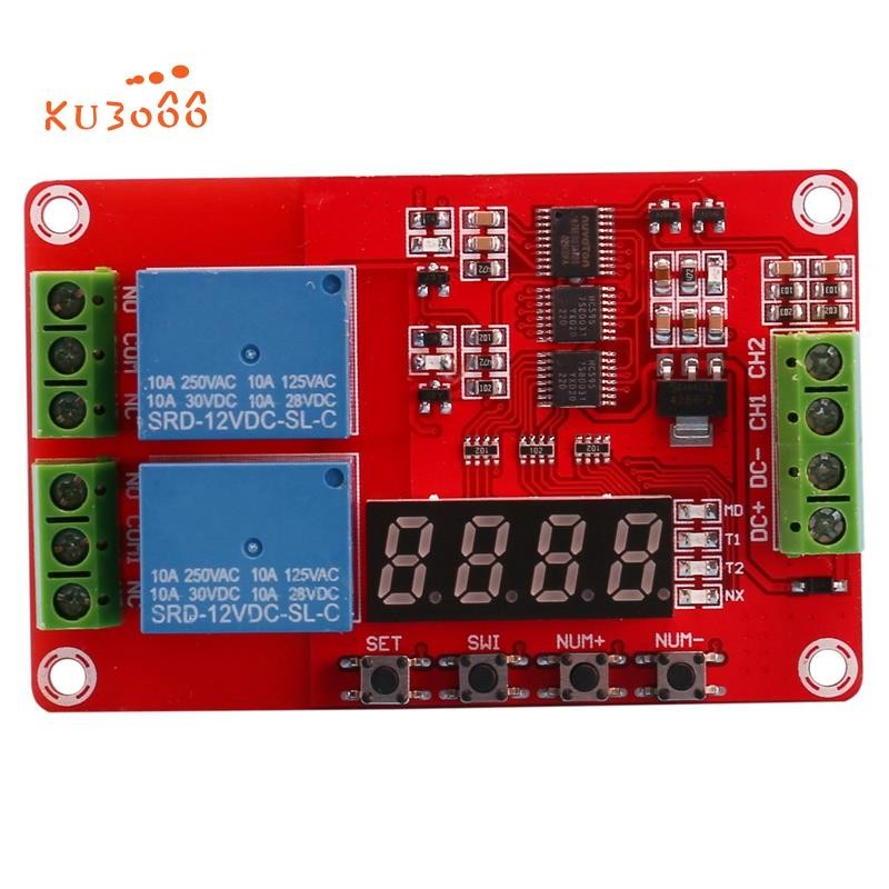 2 Way Electromagnetic Relay Module Delay/Self-Locking/Cycle/Timing PLC Control Time Relay Module ...