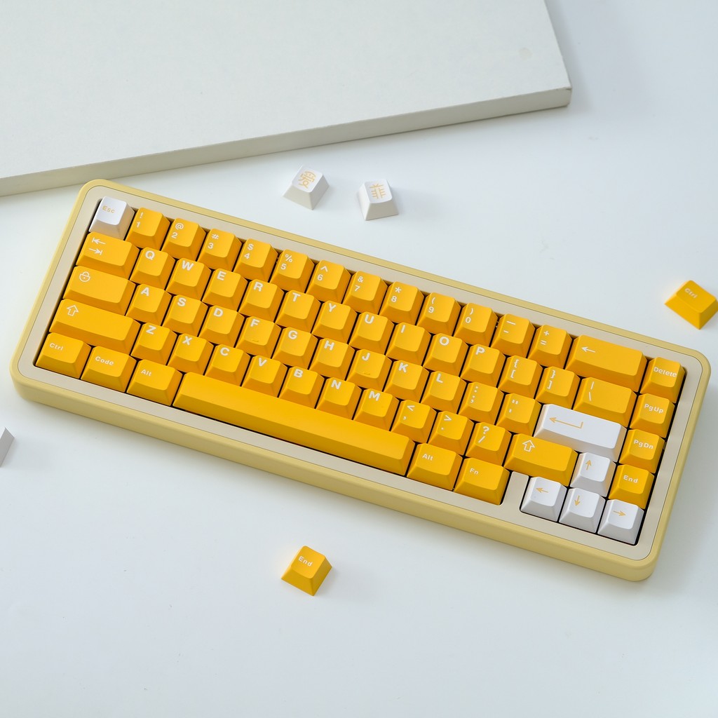 AiFei Yellow White Keycaps ABS double shiot keycap set for Mechanical ...