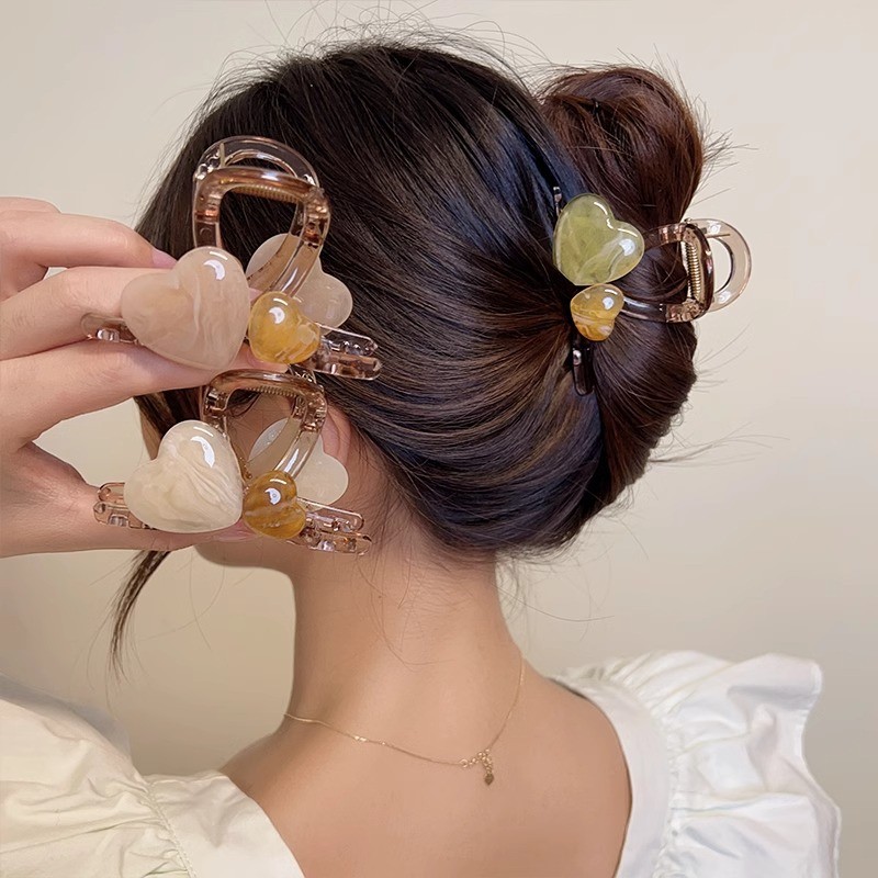Fashion Double Heart Hair Claw Sweet Love Shape Hair Clips For Women ...