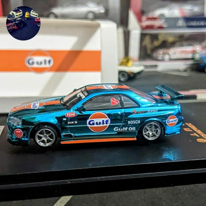 HJ99 Diecast Demon King Auto Nissan Skyline GTR R34 Gulf Livery Swap ...