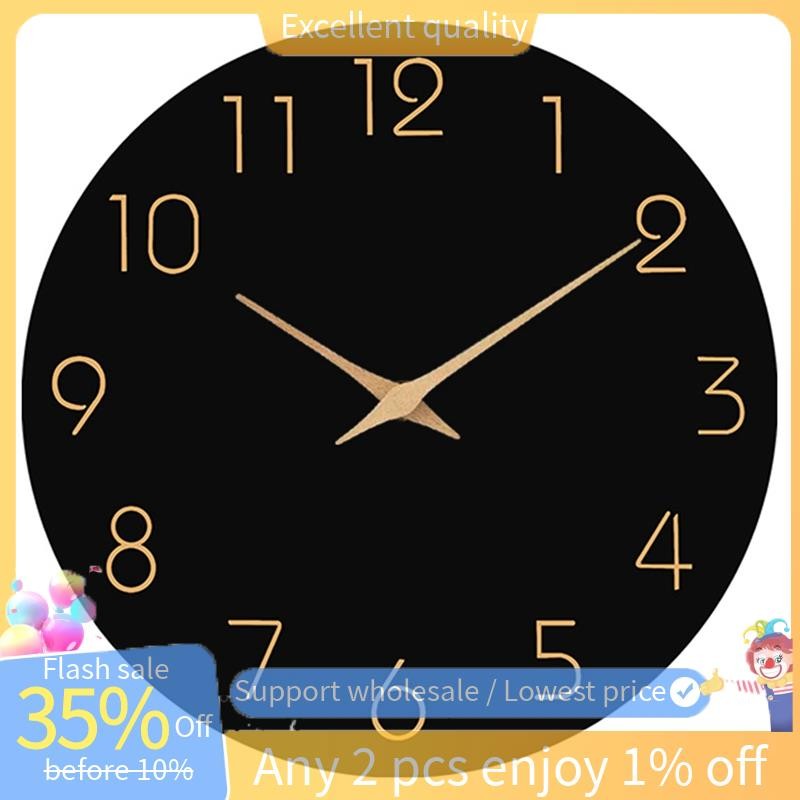 In stock-12 Inch Battery Operated Wooden Modern Wall Clock Black (1 Pcs ...