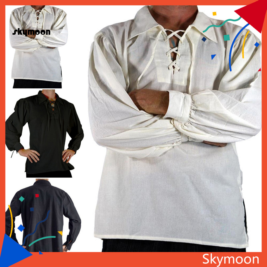 Skym* Medieval Renaissance Shirt Men Retro Shirt Tops Men's Medieval ...