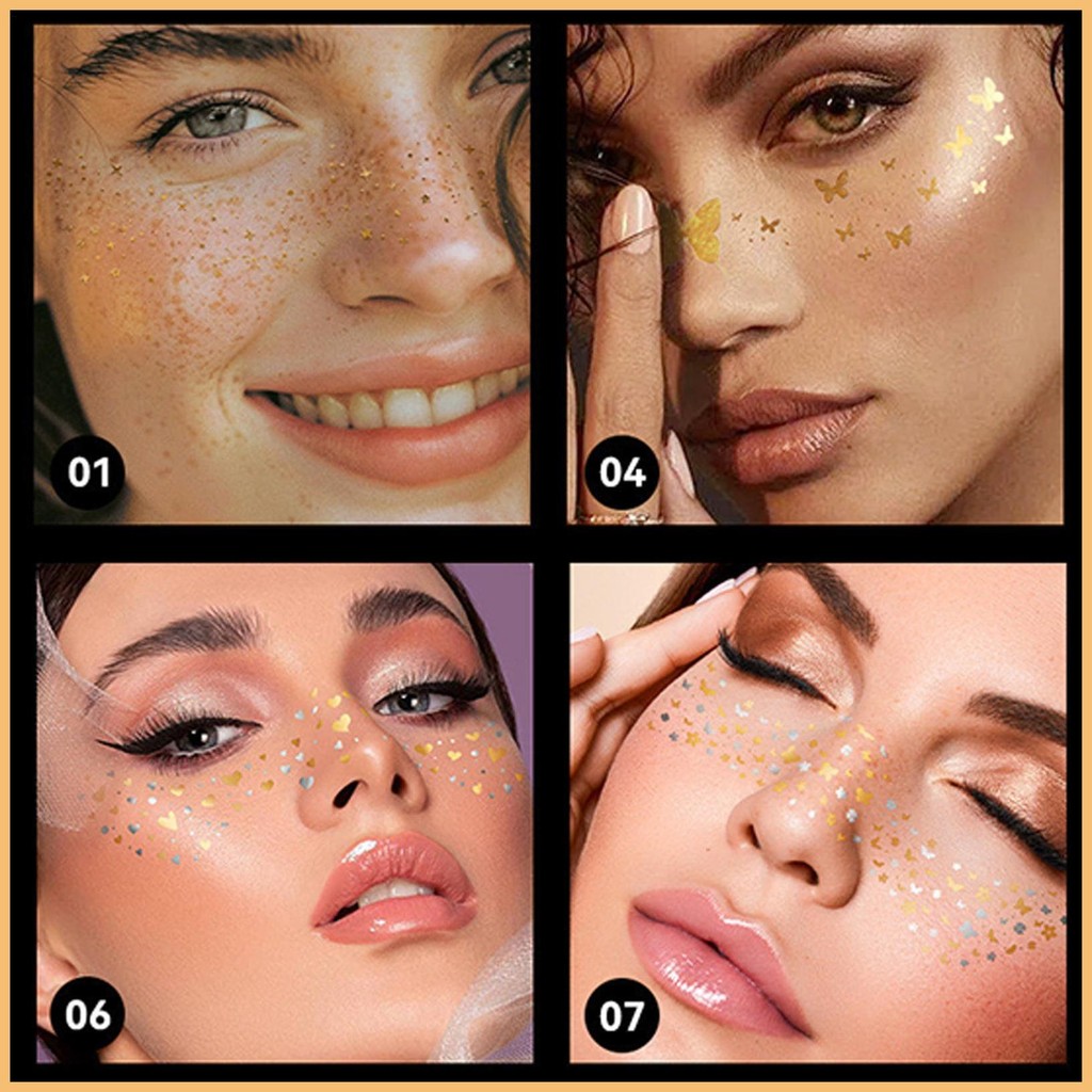 Glitter Freckles 6 Pieces Gold Freckles Christmas Face Stickers Women ...