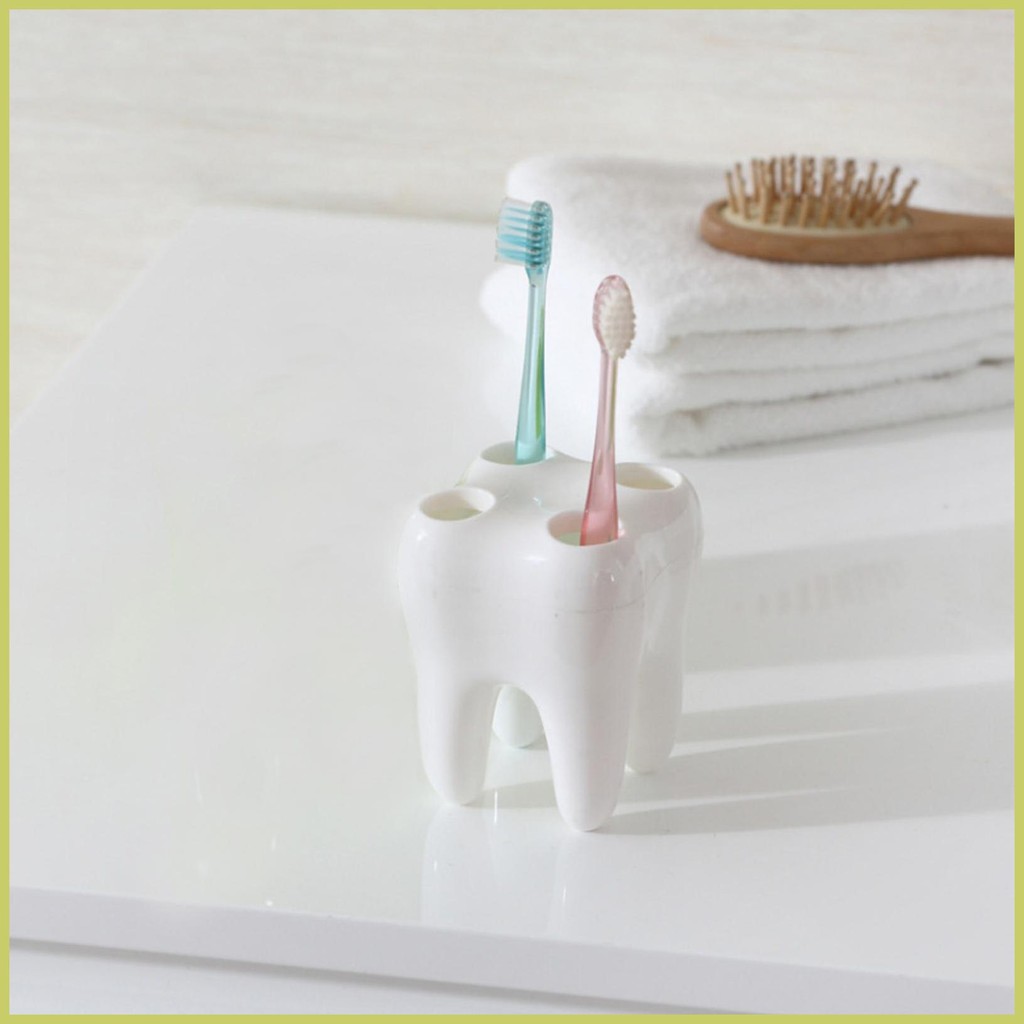 Toothbrush Storage Stylish Tooth Shape Toothbrush Storage 4-hole Tooth ...