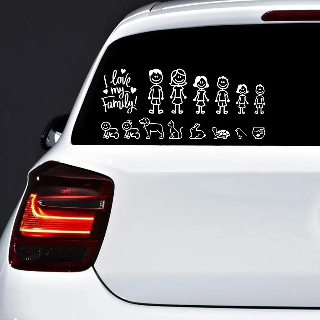 Name car window cutting stickers, custom Happy Family stickers, many ...