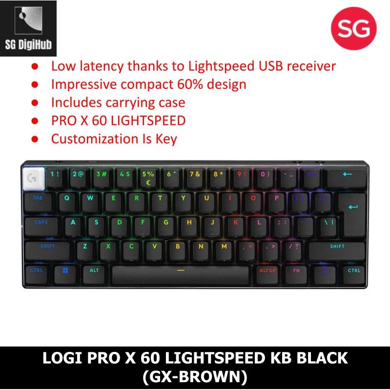 Logitech G Pro X 60 Lightspeed Bluetooth Wireless 60 Percent Keyboard ...
