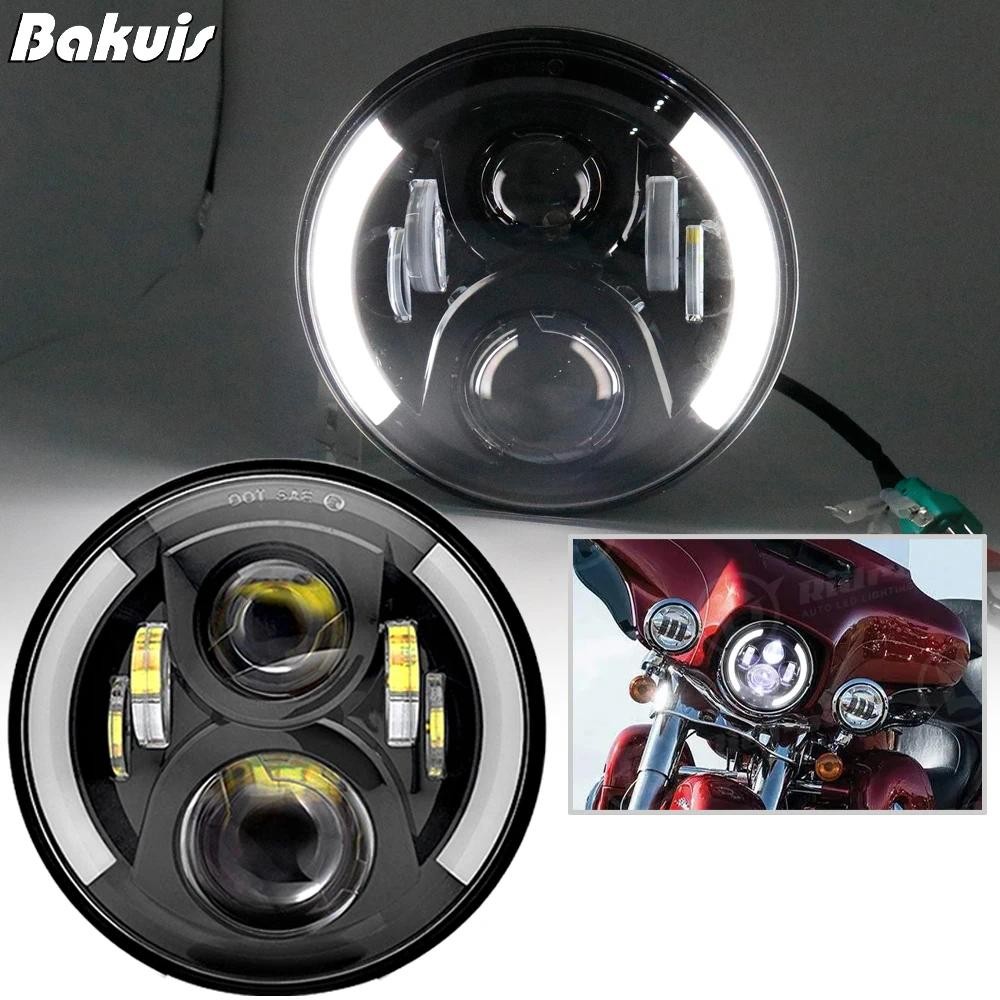 7 inch Motorcycle Headlight LED Lights Halo DRL Lamp For Royal Enfield ...