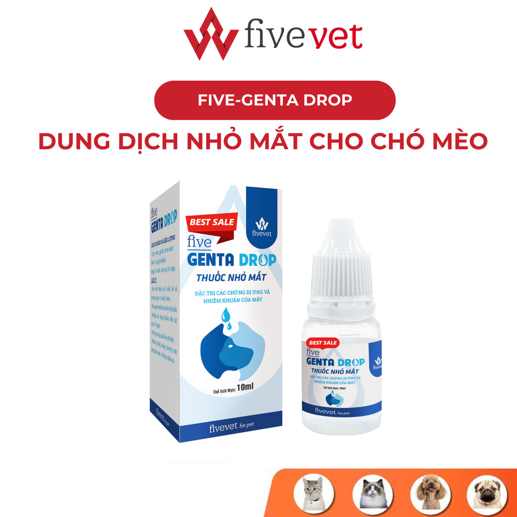 FIVEVET Five-Genta Drop Eye Drops for Dogs and Cats to Support ...