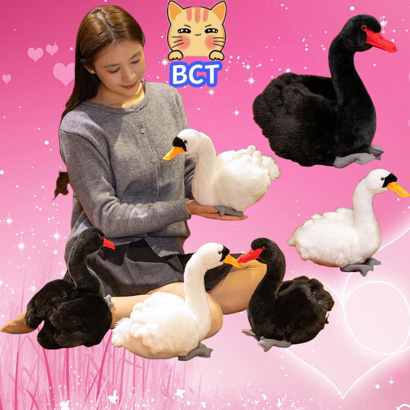 BCT White Swan Black Swan Plush Toy Cute Simulation Swan Pillow Soft ...