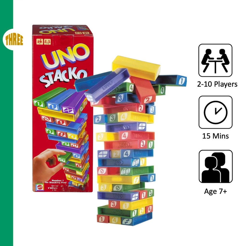 [SG STOCK]UNO Stacko Strategy Game For Family & Friends Party Game Kids ...
