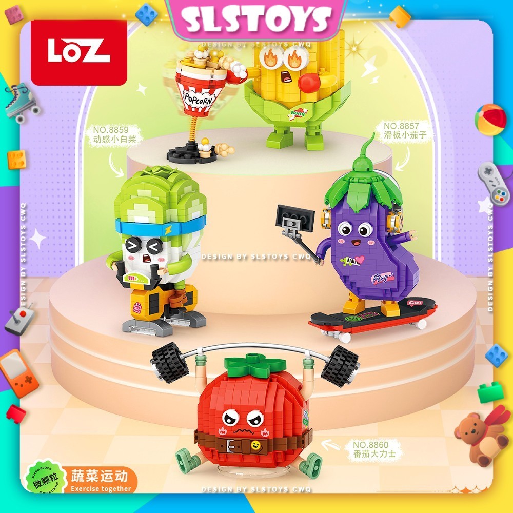 LOZ IDEAS Mini Block 8857-8860 Cute Vegetable Sport Decoration Building ...