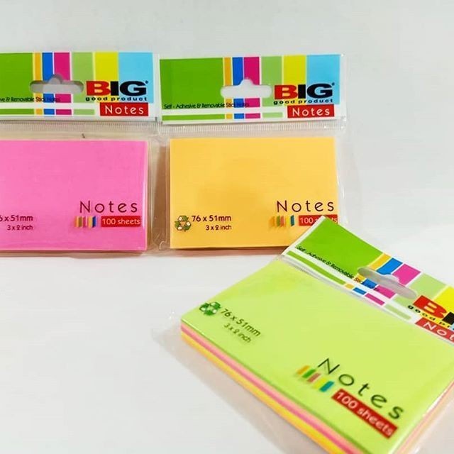 Sticky Note BIG Notes 76x51mm 100 Sheets Bright Colors 70gsm Paper ...