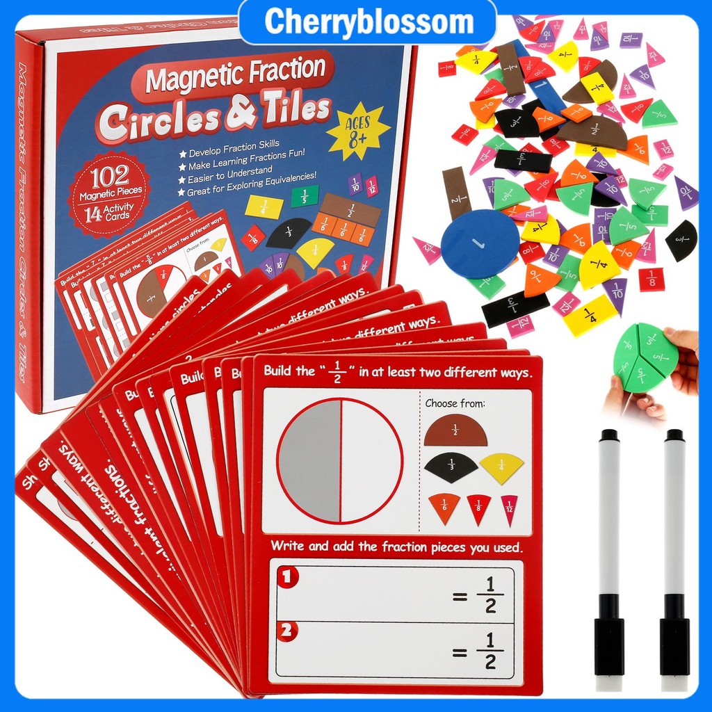 Magnetic Fraction Tiles and Fraction Circles Set Math Manipulatives for ...