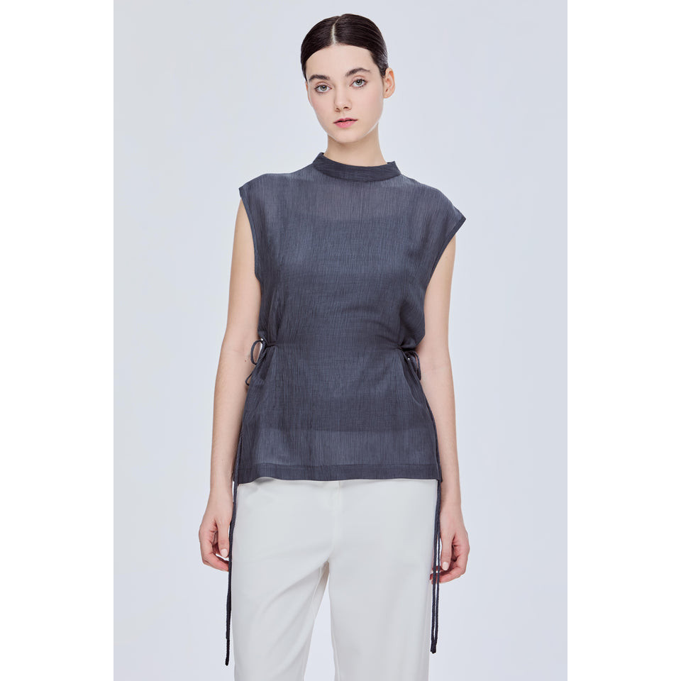 iORA Semi Sheer Waist Ribbon Blouse | Shopee Singapore