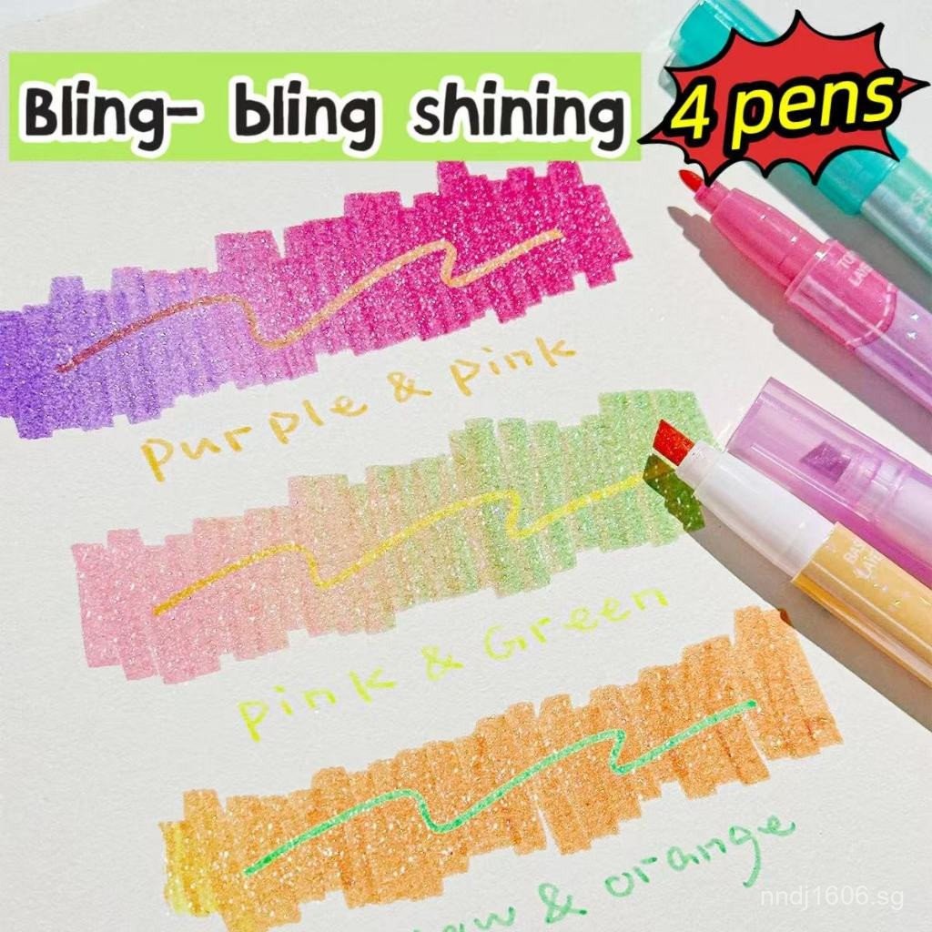 Highlighter Pen Set Highlight Korean Glitter Pen Warna Warni Highlights ...