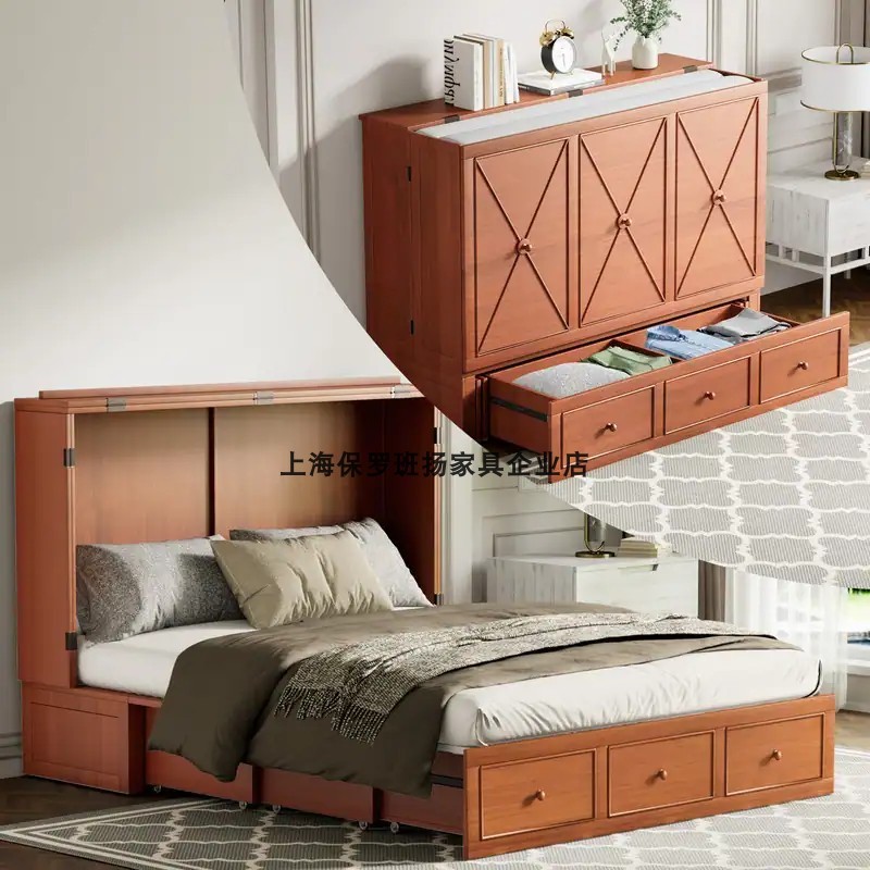 Solid Wood Folding Bed, Extendable Bed, Murphy Bed, Wall Cabinet Bed ...