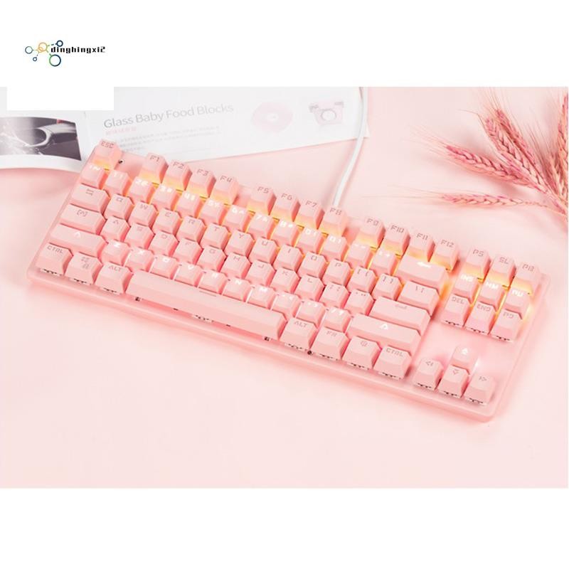 Mechanical Keyboard Pink Gaming Keyboard USB Wired Keyboard Mechanical ...