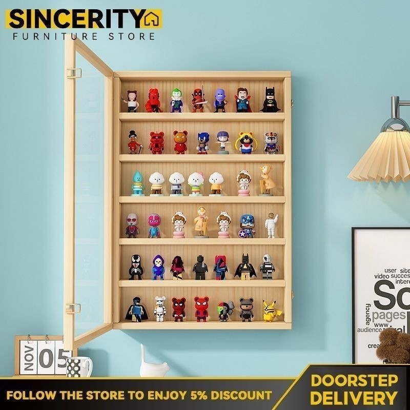 SINCERITY Solid Wood Display Shelf Organiser Popmart Display Box Wall ...