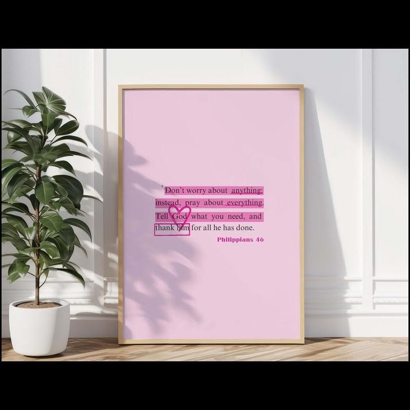 Modern Christian Scripture Wall Art Printable Bible Verse Decor in Pink ...