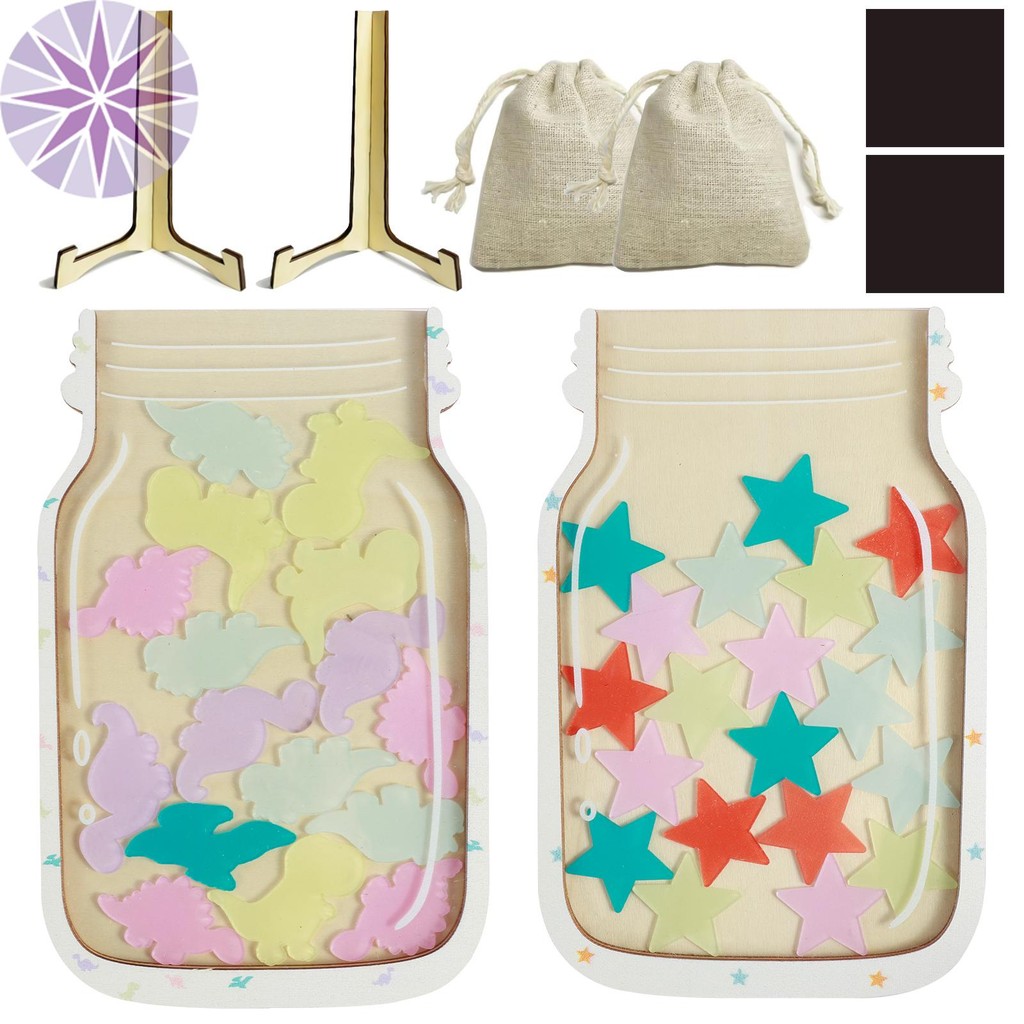 2 Pcs Reward Jars for Kids Wood Personalized Dinosaurs and Stars Jar ...