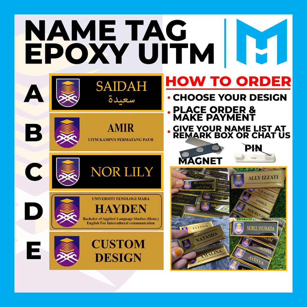 Name Tag Epoxy Acrylic UiTM Standard Size For Student (75X25MM ...