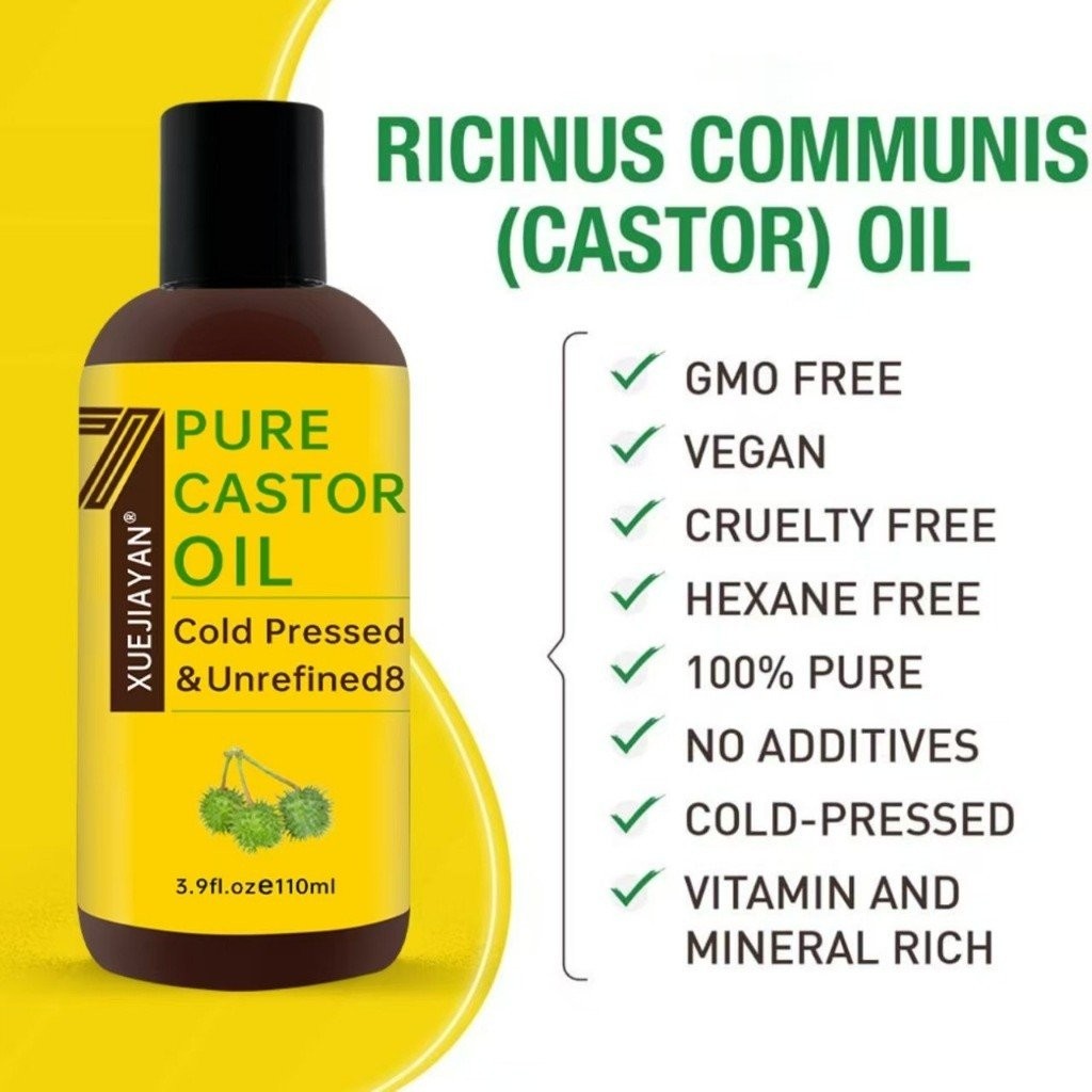 Pure Cold Pressed Castor Oil - Big 32 fl oz Bottle - Unrefined & Hexane ...