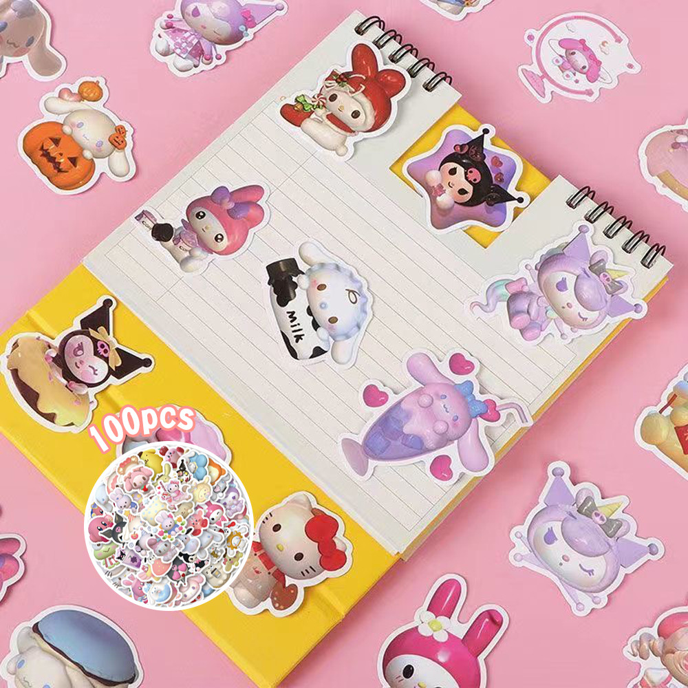Wonderbaby 100Pcs Cute Stickers 3D Cartoon Stickers Water Cup ...