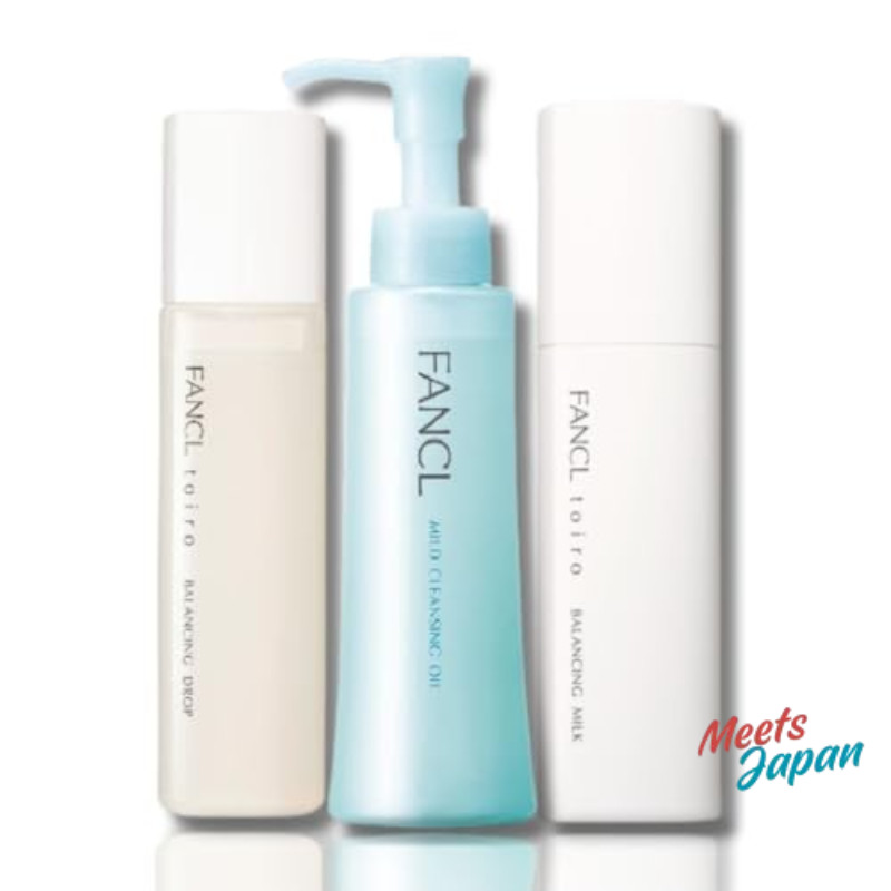 FANCL Skincare Set: Mild Cleansing Oil, Toiro Balancing Drops, Balancing Milk (3-piece set ...