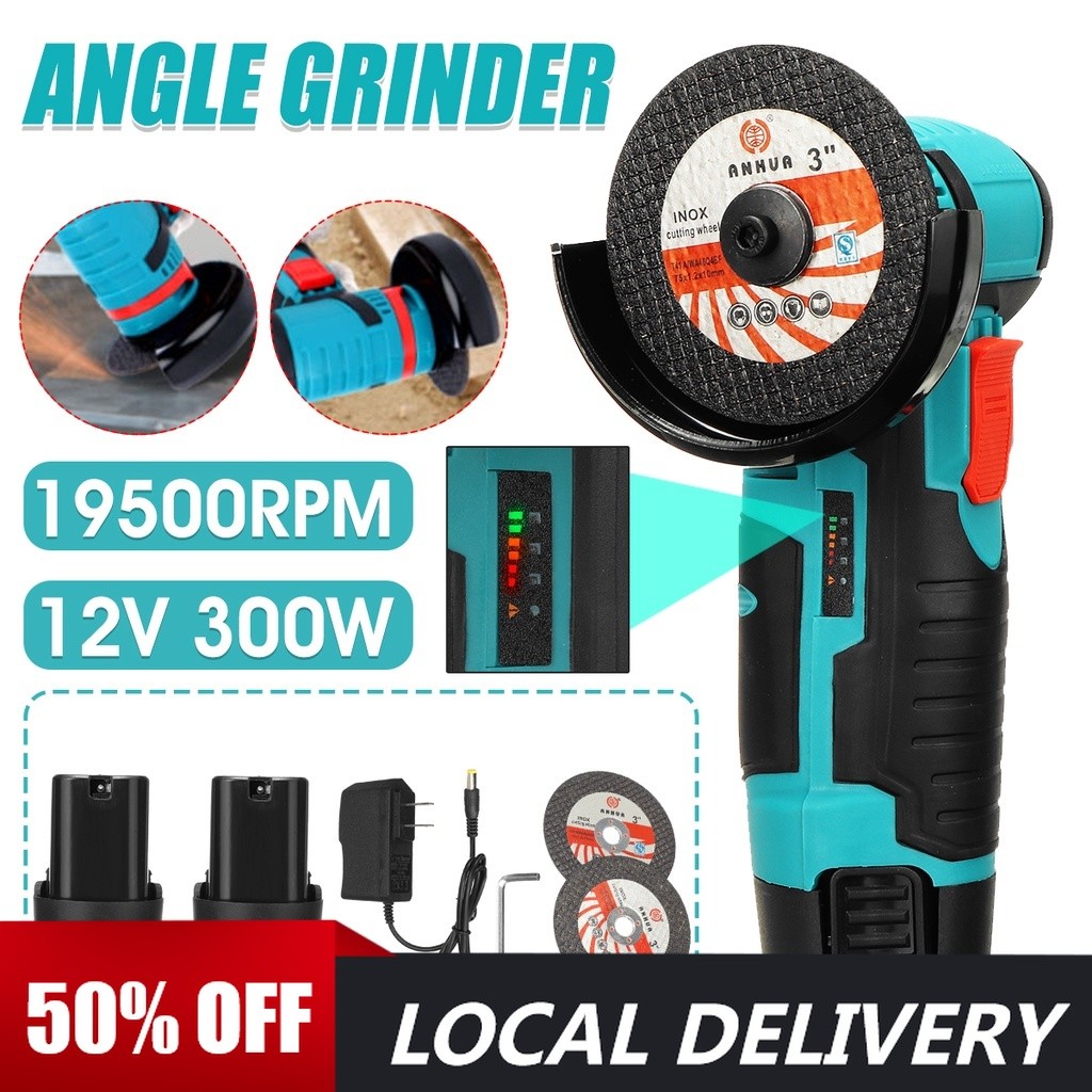 12V Cordless Angle Grinder Electric Metal Cutter Power Tools Mini ...