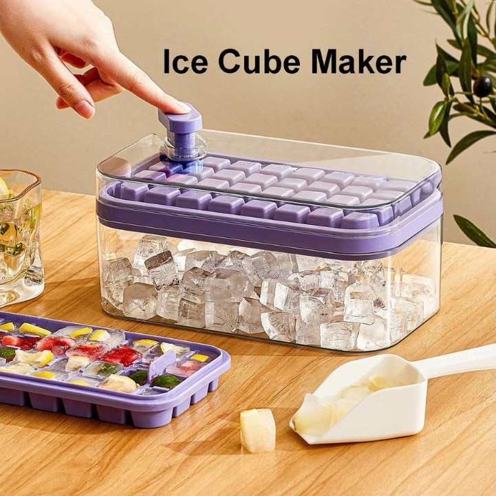 64 Grid Ice Cube Maker Mould Ice Cube Tray With Top Cover Ice Maker ...