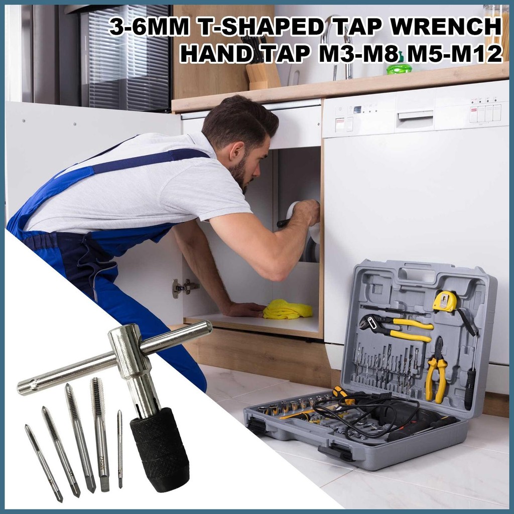 T-Handle Tap Wrench Set Thread Screw Taps T-Shaped Hand Tap Ratcheting ...