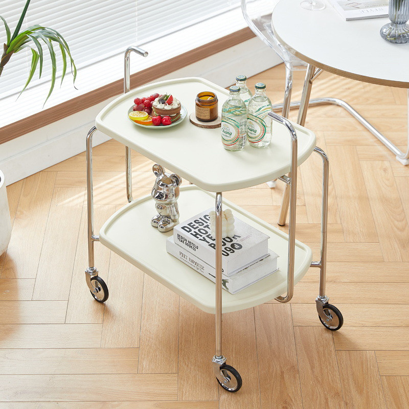 Dining Mobile Cart 2 Layers Wheeled Breakfast Hotel Movable Table Food ...