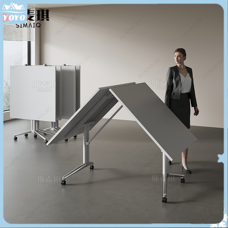 Mobile folding conference long training table telescc splicing office ...